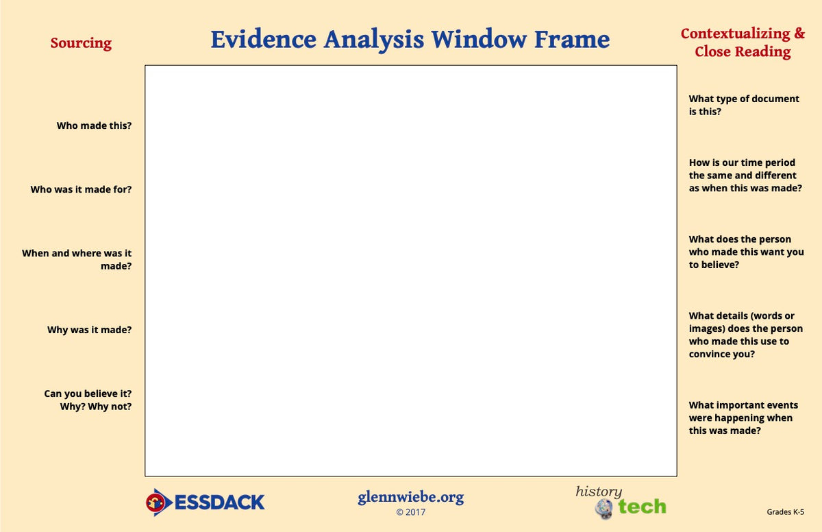 Evidence Analysis Window Frame (Elementary) – ESSDACK Marketplace